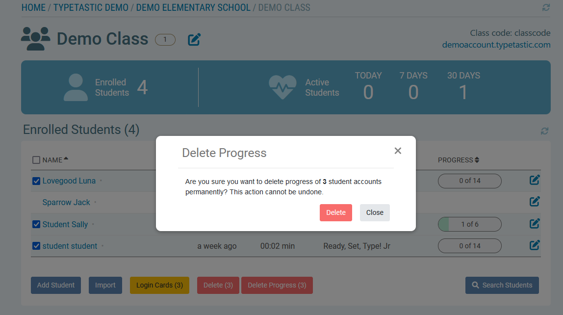 Delete Progress – TypeTastic