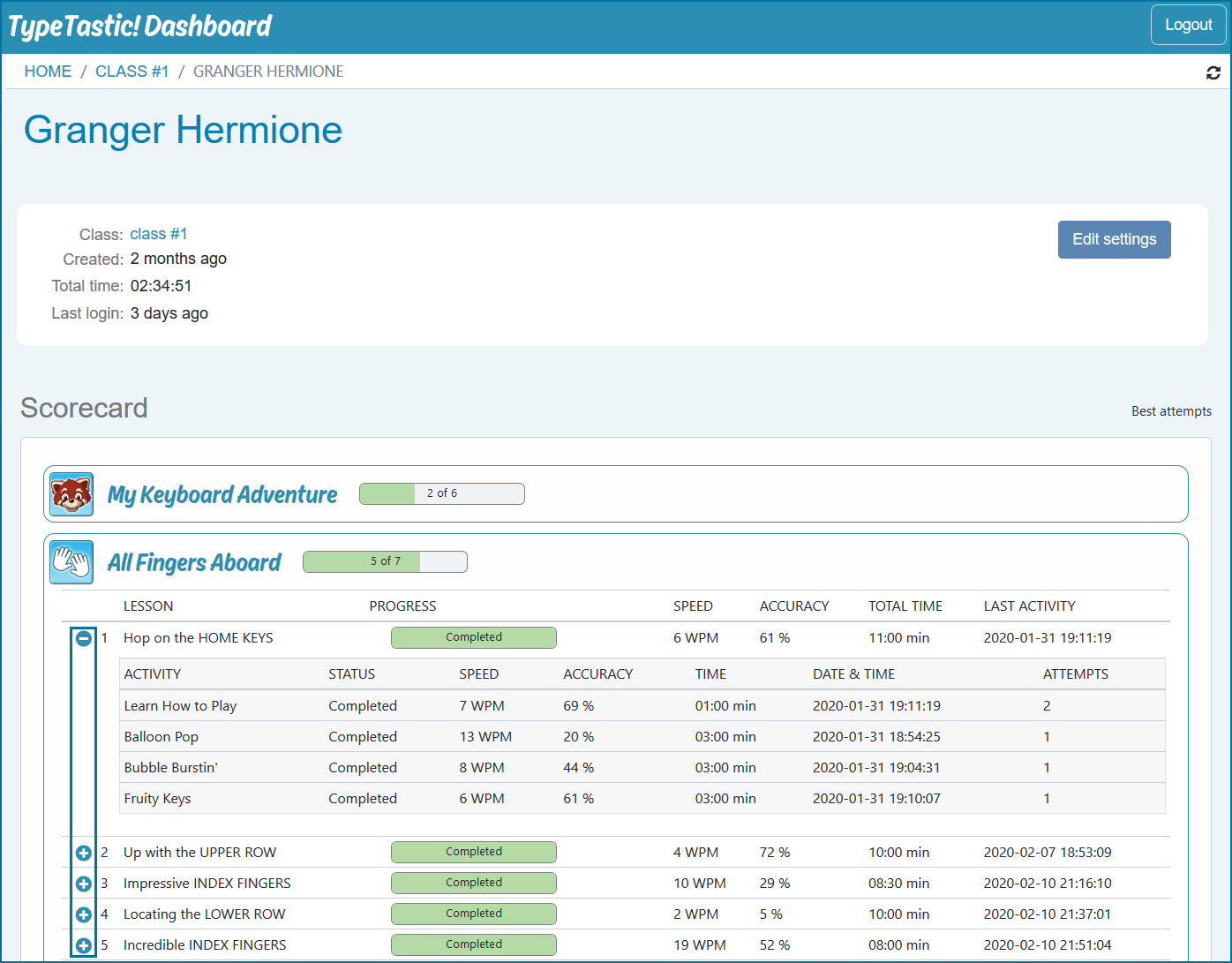Student Report – TypeTastic