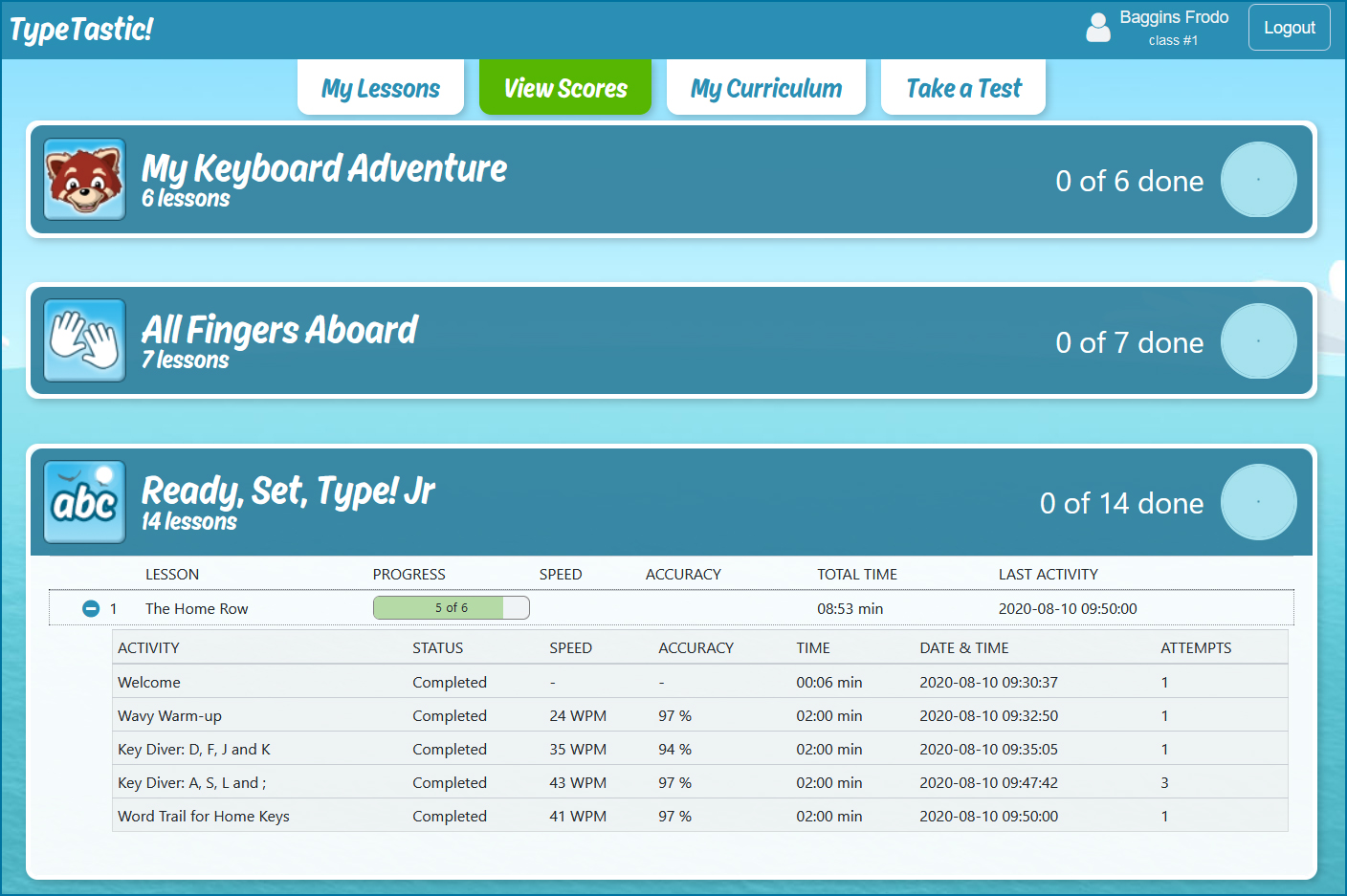 Viewing Unit Results – TypeTastic