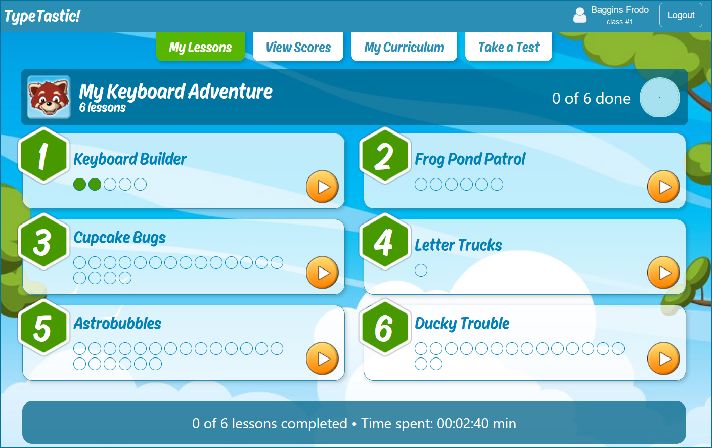 Starting a Lesson – TypeTastic